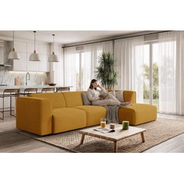 Ecksofa OTTO HOME, B:295cm H:70cm T:162cm, gelb, Struktur fein (100% Polyester);Samtoptik (100% Polyester);Samtcord (92% Polyester, 8% Polyamid),