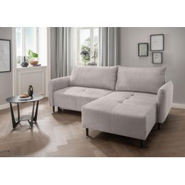 Ecksofa Home Affaire, B:238cm T:174cm, silber, 100% Polyester, Wohnzimmer, Sofas, "Mara, L-Form, aktueller Cord Bezug und tolle Farben, schmale