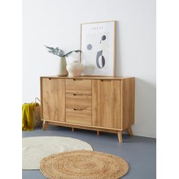 Sideboard OTTO HOME, B:120cm H:75cm T:40cm, braun, Dekorfolie, Hartfaserplatte, MDF, Wohnzimmer, Sideboards, "Pandrup"