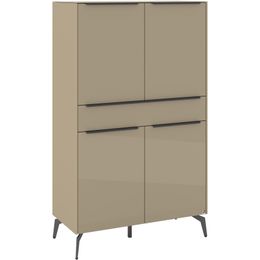 Highboard "Reno", taupe matt lack, glas taupe glanz, B:92cm H:155cm T:42cm, Glas, Holzwerkstoff, SET ONE BY Musterring, Sideboards, Highboard, Mit Winkelfu&szlig; in diversen Farben, 155 cm H&ouml;he & Farbauswahl