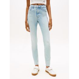 Tommy Jeans Damen Skinny-fit-Jeans "Sylvia High Rise Skinny", blau, Gr. 29, unifarben, Denim/Jeans, Obermaterial: 92% Baumwolle, 6% Elastomultiester,