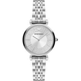 Emporio Armani Damen Quarzuhr, silber, Armbanduhren, Armbanduhr, Damenuhr, analog, Edelstahlarmband
