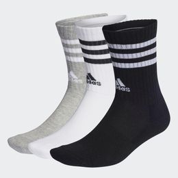 Herren Sportsocken "3-STREIFEN CUSHIONED CREW, 3 PAAR", adidas Performance, Gr. S, grau, Obermaterial: 62% Baumwolle, 36% Polyester, 1% Elasthan, 1%