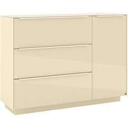 Sideboard, B:137cm H:102cm T:42cmkaschmir matt lack, glas kaschmir glanz, SET ONE BY Musterring, Glas, Holzwerkstoff, Wohnzimmer, Sideboards, "Reno",