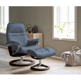 Fu&szlig;hocker stressless, B:57cm H:42cm T:40cm, blau, Leder BATICK: BATICK ist ein leicht korrigiertes, durchgef&auml;rbtes und genarbtes M&ouml;belleder, bei dem