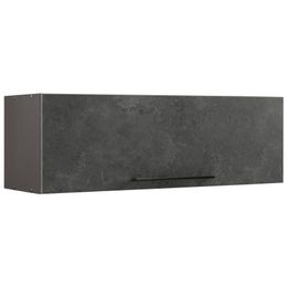 Klapph&auml;ngeschrank KOCHSTATION, B:100cm H:33cm T:34cm, grau, Schr&auml;nke, "KS-Tulsa", 100 cm breit, mit 1 Klappe, schwarzer Metallgriff, MDF Front