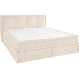 Boxspringbett, B:190cm L:230cm, beige, LeGer Home by Lena Gercke, 100% POLYESTER (PES), Komplettbetten, "Addyson", Boxspringbett inkl. Topper, 2