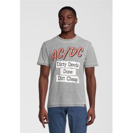 Recovered Herren T-Shirt "ACDC Dirty Deeds Done Cheap"hellgrau, Gr. L, bedruckt, 100% Baumwolle, Shirts, mit coolem AC/DC-Print