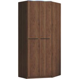 Eckkleiderschrank Priess, B:78cm H:193cm T:78cm, braun, Holzwerkstoff, Schr&auml;nke, "Barcelona Kleiderschrank Eckl&ouml;sung Raumwunder", in 2 Tiefen Schrank