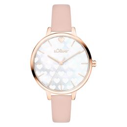 s.Oliver Uhr Damen Gr&ouml;&szlig;e One Size gold / rosa / wei&szlig;