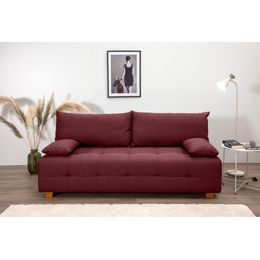 Schlafsofa Collection AB, B:196cm H:45cm T:96cm, lila, 100%Polyester, Jugendzimmer, Sofas, "Bella, B: 196 cm, Liegefl. 145x196 cm", mit Bettfunktion,