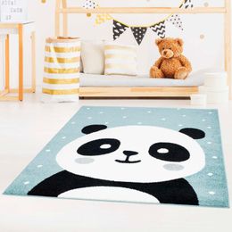 Kinderteppich Carpet City, B:160cm H:11mm L:225cm, blau, Kunstfaser, Teppiche, "Bubble Kids 1334", Spielteppich, Panda-B&auml;r, Weicher Flor,