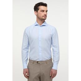 Eterna Herren Langarmhemd "SLIM FIT", blau, Gr. 38, Twill, 59% Baumwolle, 41% Leinen, Hemden, EASY IRON (b&uuml;gelleicht)