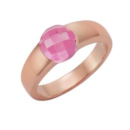 JAMELLI Damen Fingerring "925 Silber ros&eacute; vergoldet Quarz (beh.)", 058 (18,5), 3, Silber 925 (Sterlingsilber), rot, Silber 925 (Sterlingsilber),