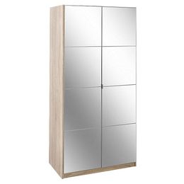 Kleiderschrank Priess, B:93cm H:193cm T:54cm, braun, Holzwerkstoff, Schlafzimmer, Schr&auml;nke, "Malaga", mit Spiegelfront