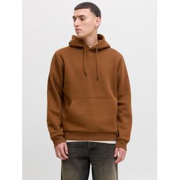 Jack & Jones JACK & JONES Herren Kapuzensweatshirt "JJEBRADLEY SWEAT HOOD NOOS", braun, Gr. XS, unifarben, angeraute Sweatware, Obermaterial: 65% Polyester, 35%