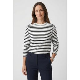 Marc O'Polo Damen Longsleevesanftes wei&szlig;, Gr. XS, MARC O'POLO DENIM, geringelt, Jersey, Obermaterial: 100% Baumwolle, Shirts, regular fit, aus Heavy Slub Jersey,