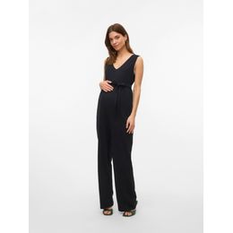 MAMALICIOUS Damen Overall "MLIVY SL JRS V-NECK JUMPSUIT NOOS", schwarz, Gr. XS, unifarben, Jersey, Obermaterial: 100% Baumwolle, Overalls