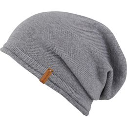 Chillouts Herren Beanie "Leicester Hat", grau, unifarben, Feinstrick, Wollmischung, M&uuml;tzen, Feinstrick, aus Merinowolle mit weicher Haptik