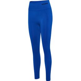 Hummel Damen Trainingstights "HMLTIF SEAMLESS HIGH WAIST TIGHTS", blau, Gr. M, Obermaterial: 85% Polyamid, 15% Elasthan, Hosen, nahtloses Design, aus