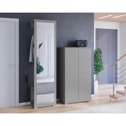 Garderoben-Set OTTO HOME, B:130cm H:190cm T:35cm, grau, Holzwerkstoff, Flur, Kastenm&ouml;bel-Sets, "PARIS/ TOKYO", Garderoben-Set Breite 130cm, moderne