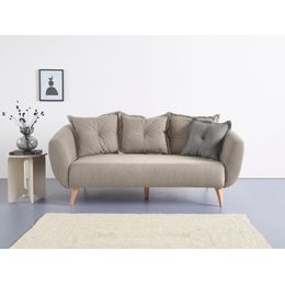 2,5-Sitzer Home Affaire, B:196cm H:80cm T:103cm, grau, Sofas, "Baggio modern und romantisches Design, bequem", Zierkissen inklusive