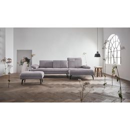 Ecksofa Home Affaire, B:295cm H:83cm T:162cm, grau, Struktur weich (100% Polyester);Struktur grob (100% Polyester);100% NaturLEDER, Wohnzimmer,