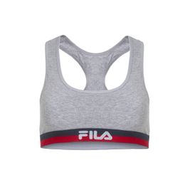 Fila Damen Bustier, Gr. XS, grau, Jersey, Obermaterial: 95% Baumwolle, 5% Elasthan, meliert, unifarben mit Farbeinsatz, Basic, BHs, mit elastischem