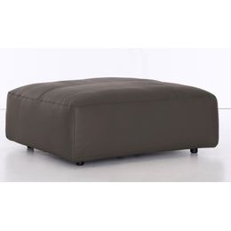 Hocker Musterring, B:120cm H:43cm T:120cm, braun, Flachgewebe VALMONT (60% Baumwolle/40% Leinen);Leder PURO, pigmentiertes Leder;Microfaser CRONA