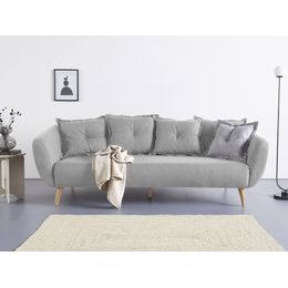 3-Sitzer Home Affaire, B:236cm H:80cm T:103cm, grau, Sofas, "Baggio modern und romantisches Design, bequem", Zierkissen inklusive