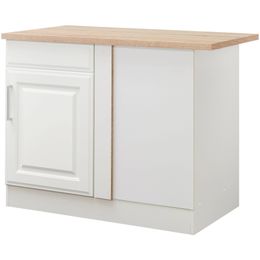 Eckunterschrank KOCHSTATION, B:110cm H:85cm T:60cm, wei&szlig;, Holzwerkstoff, MDF, K&uuml;che, Schr&auml;nke, "KS-Stockholm", hochwertige MDF-Fronten