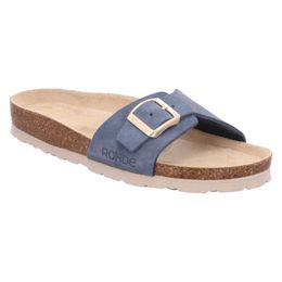 Rohde Damen Pantolette, Gr. 42, blau, Veloursleder, Schuhe, Keilabsatz, Sommerschuh, Schlappen mit vorgeformtem Softfu&szlig;bett