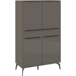Highboard "Reno", anthrazit matt lack, glas anthrazit glanz, B:92cm H:155cm T:42cm, Glas, Holzwerkstoff, SET ONE BY Musterring, Sideboards, Highboard, Mit Winkelfu&szlig; in diversen Farben, 155 cm H&ouml;he & Farbauswahl