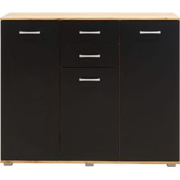 Kombikommode Priess, B:123cm H:103cm T:38cm, schwarz, Holzwerkstoff, Schlafzimmer, Sideboards, "Barcelona"