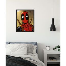 Wandbild Komar, rot, Vlies, Wohnzimmer, Bilder, "Marvel Deadpool Holup", 30 x 40 cm (Breite x H&ouml;he) - Kinderzimmer, Dekoration