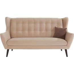 3-Sitzer Home Affaire, B:197cm H:107cm T:94cm, beige, Samtvelours (100% Polyester);Luxus-Microfaser (100% Polyester);Struktur (94% Polyester, 6%
