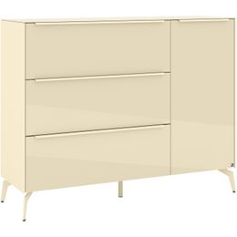 Sideboard, B:137cm H:109cm T:42cmkaschmir matt lack, glas kaschmir glanz, SET ONE BY Musterring, Glas, Holzwerkstoff, Wohnzimmer, Sideboards, "Reno",