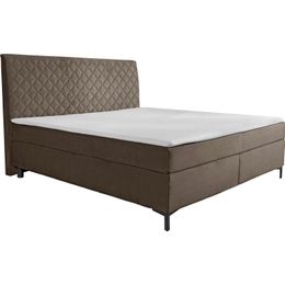 Boxspringbett Alina, B:182cm L:215cm, braun, Samt DMO (100% Polyester);Samt DMK (100% Polyester), Komplettbetten, "Petro", inklusive Matratze und