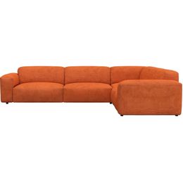 Ecksofa FLEXLUX, B:319cm H:73cm T:285cm, orange, 85% Polyester/15%Polyamide, Wohnzimmer, Sofas, "Lucera, super bequem durch hochwertigen Sitzaufbau