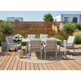 Garten-Essgruppe Konifera "Edessa, TOPSELLER", beige, beige, Aluminium, Sitzm&ouml;bel-Sets, bestehend aus 6 Sesseln mit Auflagen, 1 Tisch