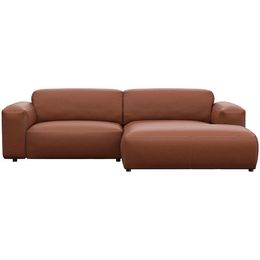 Ecksofa FLEXLUX, B:257cm H:73cm T:171cm, braun, 100% Echteder, Wohnzimmer, Sofas, "Lucera Chaislongue rechts oder links, L-Form, bequem", modern &