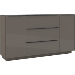 Sideboard, B:182cm H:102cm T:42cmanthrazit matt lack, glas anthrazit glanz, SET ONE BY Musterring, Glas, Holzwerkstoff, Wohnzimmer, Sideboards,