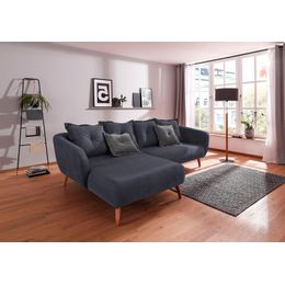 Ecksofa Home Affaire, B:277cm H:80cm T:162cm, blau, Wohnzimmer, Sofas, "Baggio formsch&ouml;ne Polsterecke, bequem, Breite 277cm, L-Form", Zierkissen