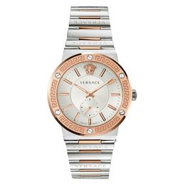 Versace Analoguhr 'Greca Logo' Herren Gr&ouml;&szlig;e One Size rosegold / silber