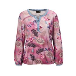 GOLDNER Damen Print-Shirt "Kurzgr&ouml;&szlig;e Paisley-Druckshirt mit Ausschnitt", rot, Gr. 25, Obermaterial: 95% Viskose CV. 5% Elasthan EL., Shirts, Ohne