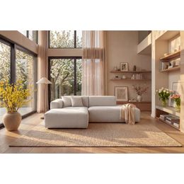 Ecksofa Home Affaire, B:227cm H:71cm T:161cm, beige, 94% Polyester; 6% Nylon, Wohnzimmer, Sofas, "Noord mit Kedernaht, Breite 227 cm, L-Form", Cord,