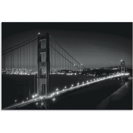 Alu-Dibond-Druck Artland, B:120cm H:80cm, schwarz, Bilder, "Golden Gate Bridge am Abend", f&uuml;r Innen- und Au&szlig;enbereich geeignet, Outdoorbild