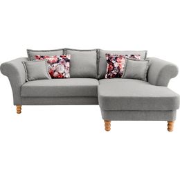 Ecksofa Home Affaire, B:262cm H:95cm T:198cm, grau, 100% Polyester, Wohnzimmer, Sofas, "Tassilo Mega Polsterecke mit Kaltschaum im Sitz, bequem,