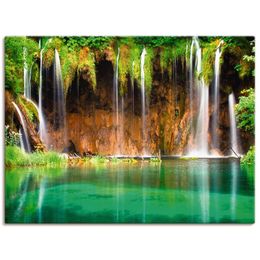 Wandbild Artland, B:120cm H:90cm, gr&uuml;n, Leinwand, Wohnzimmer, Bilder, "Sch&ouml;ner Wasserfall im Wald", als Leinwandbild, Poster in verschied. Gr&ouml;&szlig;en