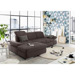 Ecksofa, B:284cm H:80cm T:190cm, braun, SET ONE BY Musterring, Wohnzimmer, Sofas, "SO4100 V", mit verstellbaren Kopfteilen, wahlweise mit Funktionen,